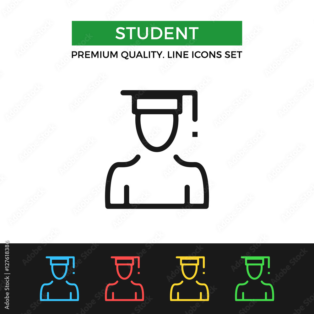 Vector student icon. Thin line icon Stock 벡터 | Adobe Stock
