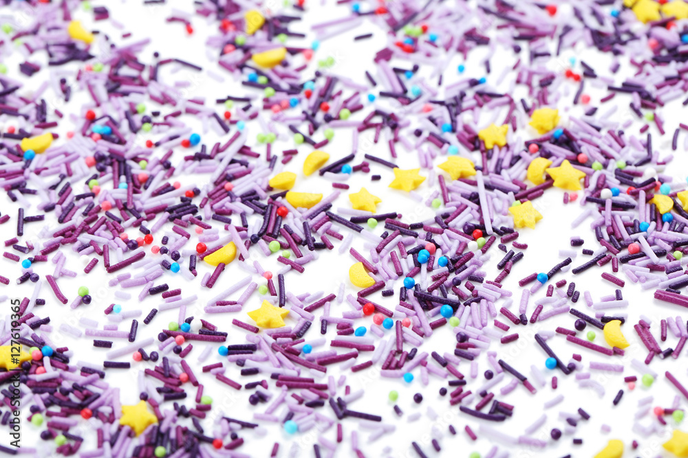 Colorful sprinkles on a white background Stock Photo | Adobe Stock
