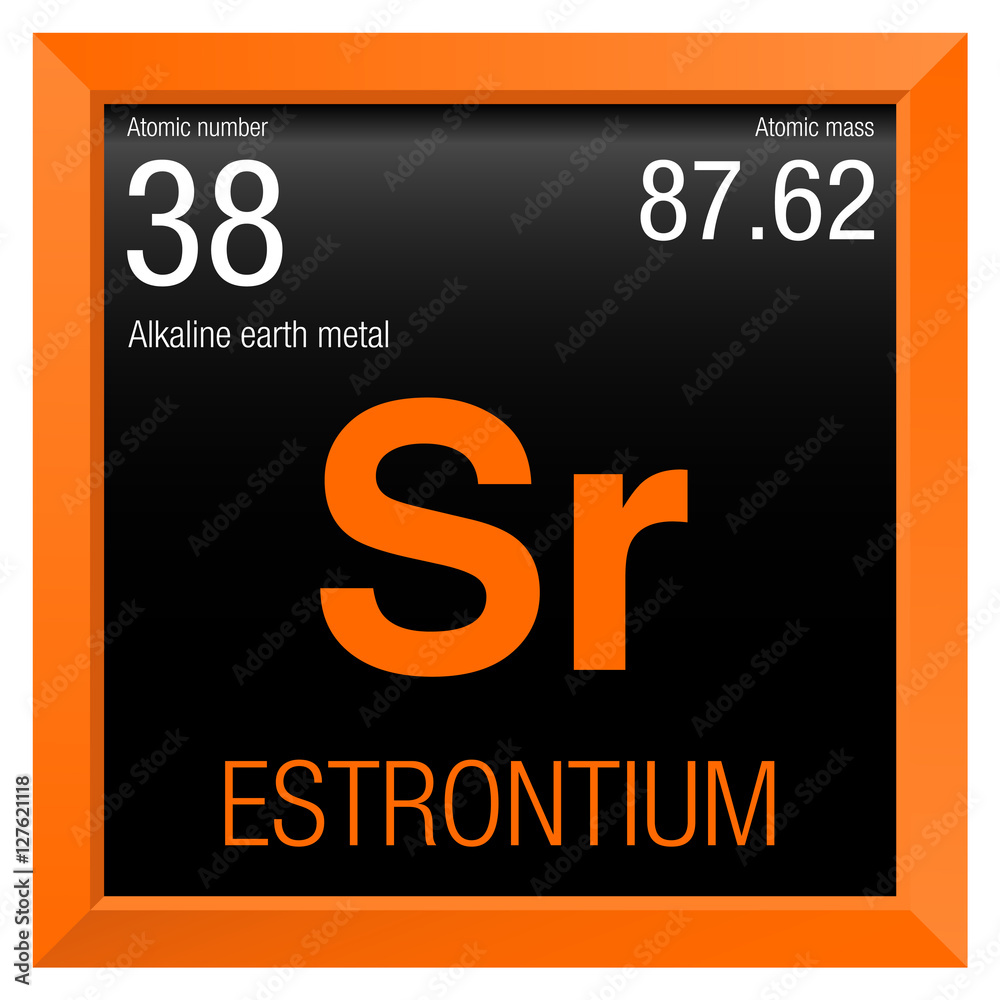 Estrontium symbol. Element number 38 of the Periodic Table of the ...