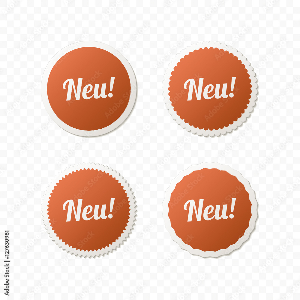 Runde NEU Sticker im Vintage Look als Vektordatei Stock-Vektorgrafik ...
