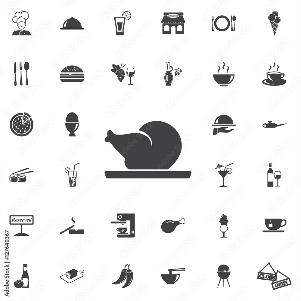 Broiler Chicken Icon Stock Vector | Adobe Stock