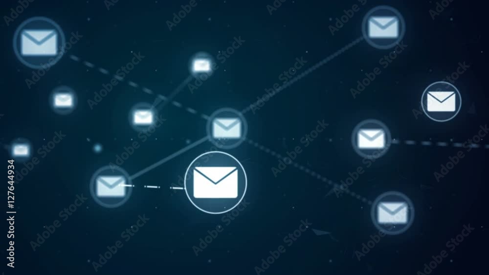 Message Network Icon Link Connection Technology Loop Animation 4K Stock ...