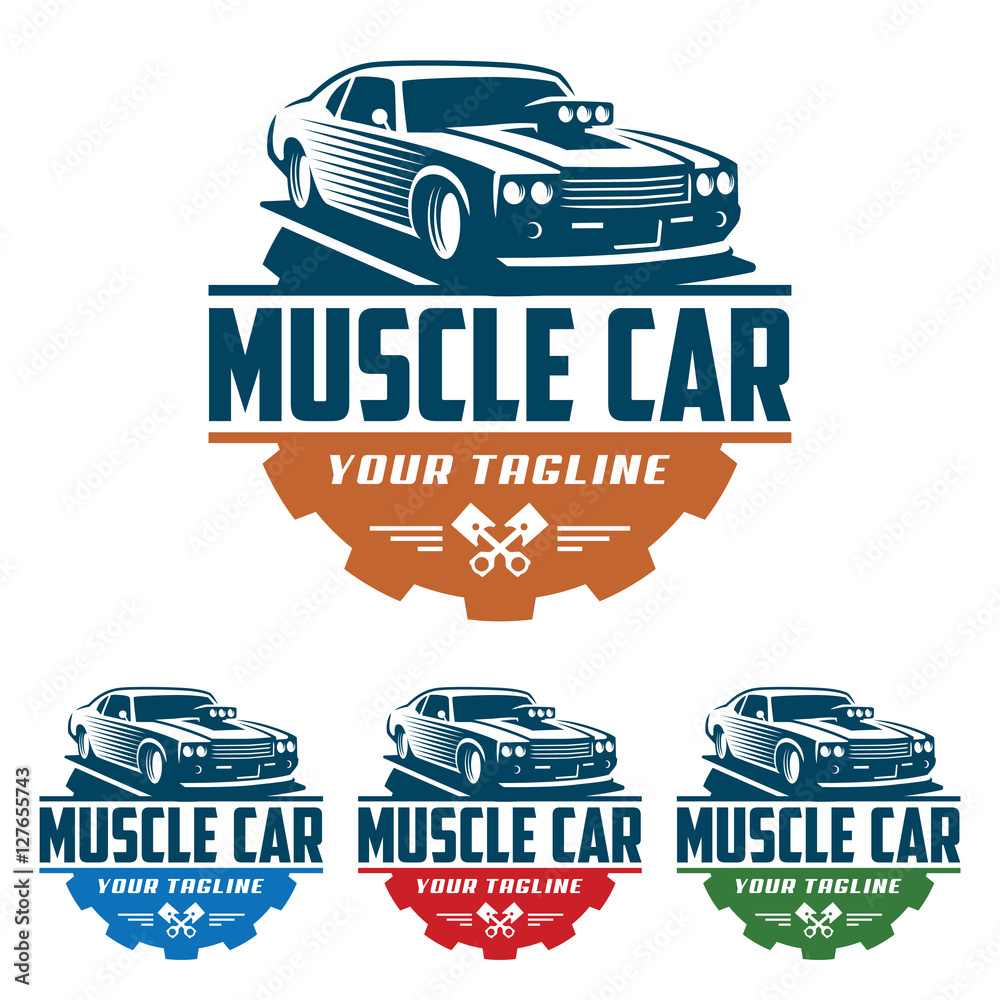 Muscle car logo, retro logo style, vintage logo Stock Vector | Adobe Stock