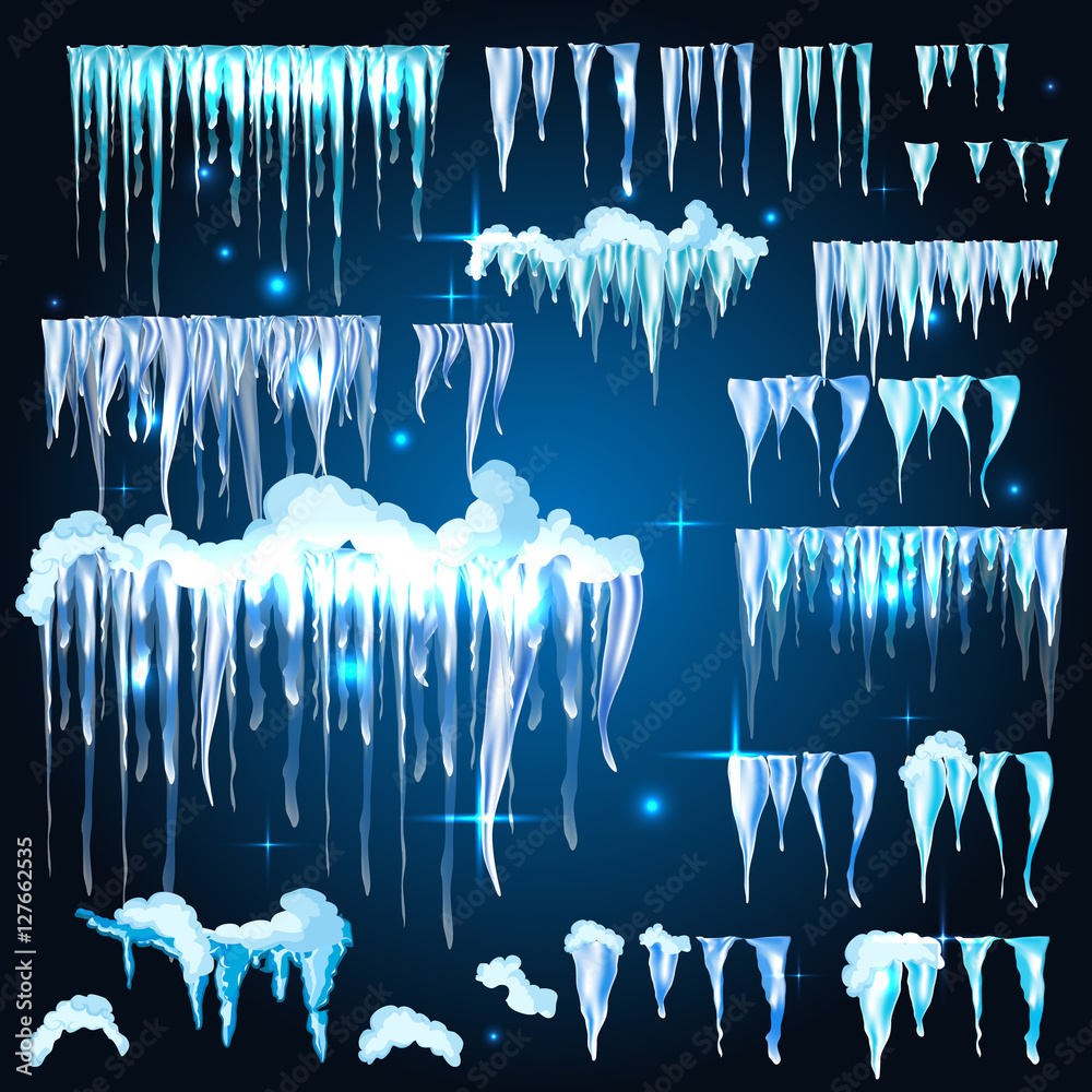 Ice sheet with icicle. Winter frost cold, illustration crystal icy ...