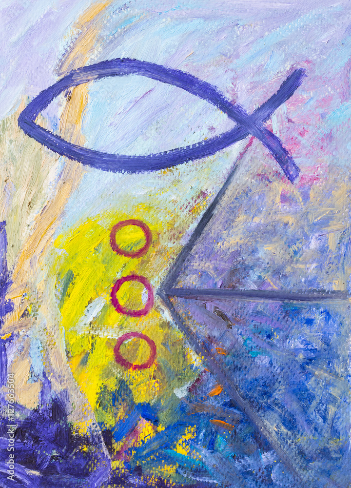 The fish, Christian symbol and the arrow show meaning that christian ...