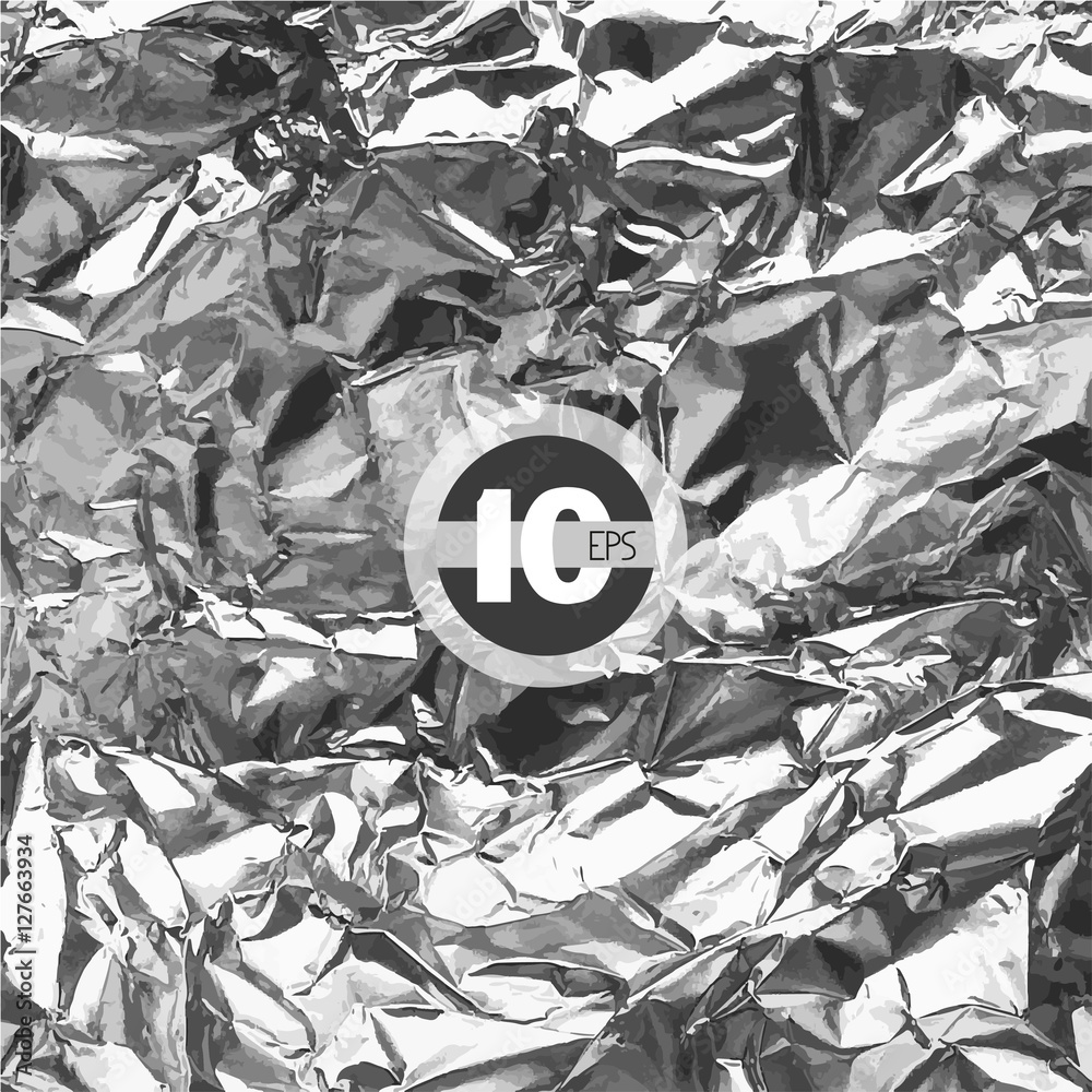 Vector silver foil background template for cards, hand drawn backdrop ...