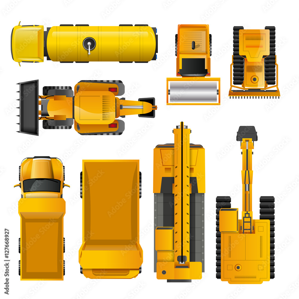 Construction Machines Top View Stock Illustration | Adobe Stock