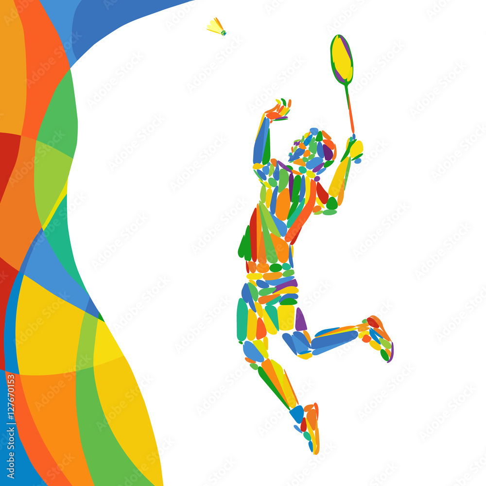 Summer Games abstract colorful pattern with Badminton player Stock ...