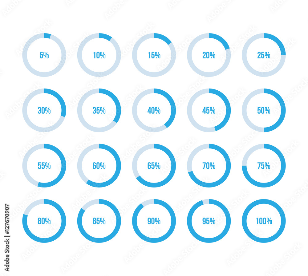Colorful pie charts. Ux percent download, dashboard for app, web ...