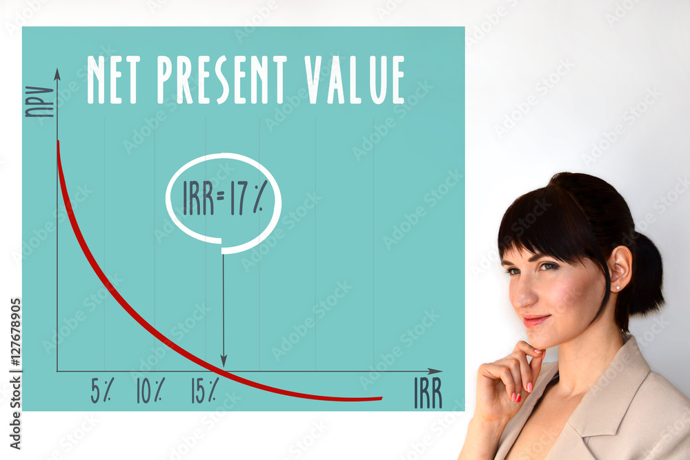 NPV. Net present value. Finance and accounting, investment. NPV graph ...