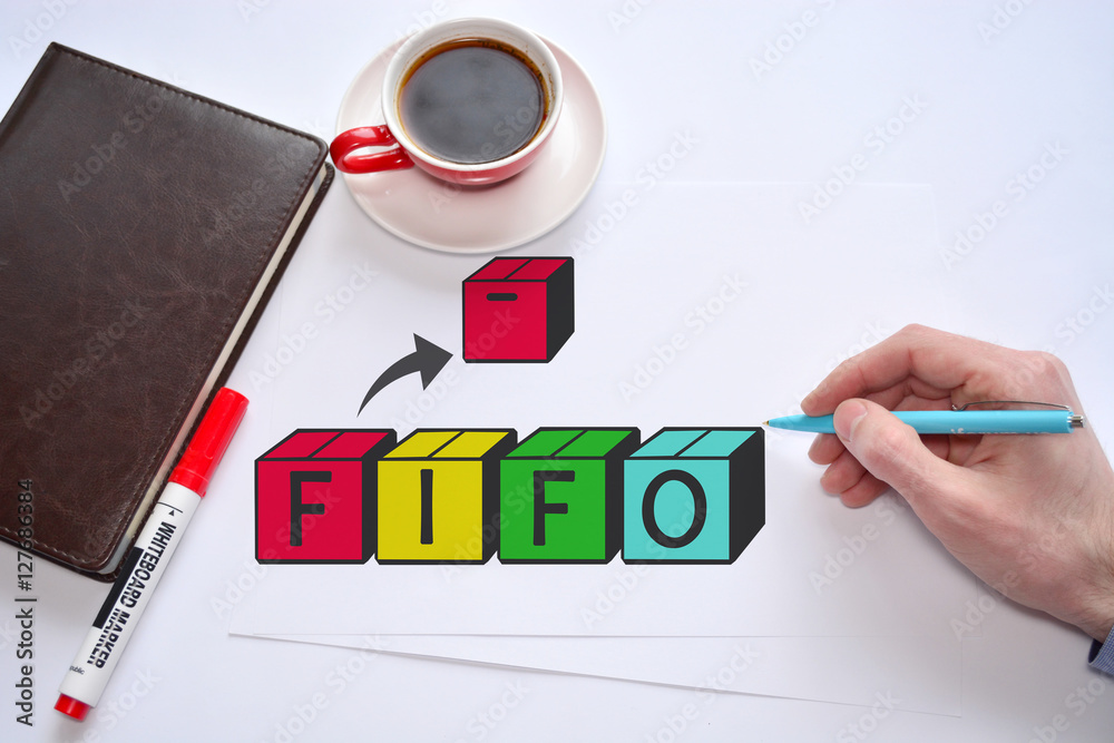FIFO - First in first out. Accounting Stock Photo | Adobe Stock