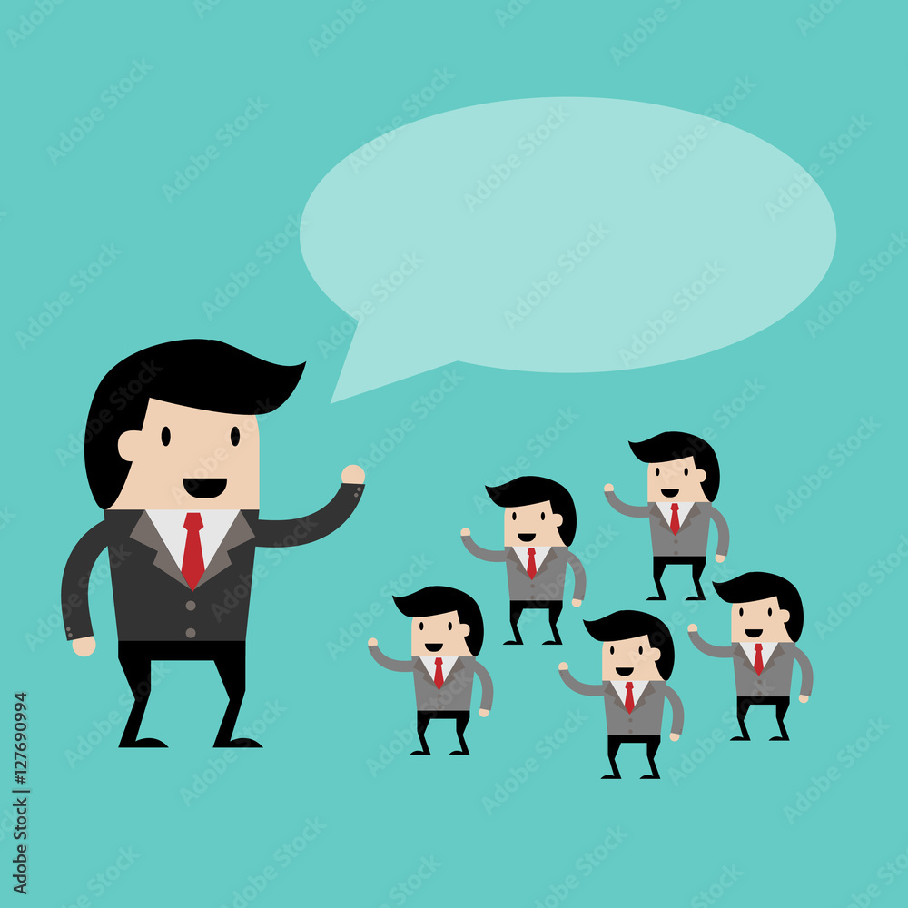 teamwork with leader idea opening speech . cartoon vector illustration ...