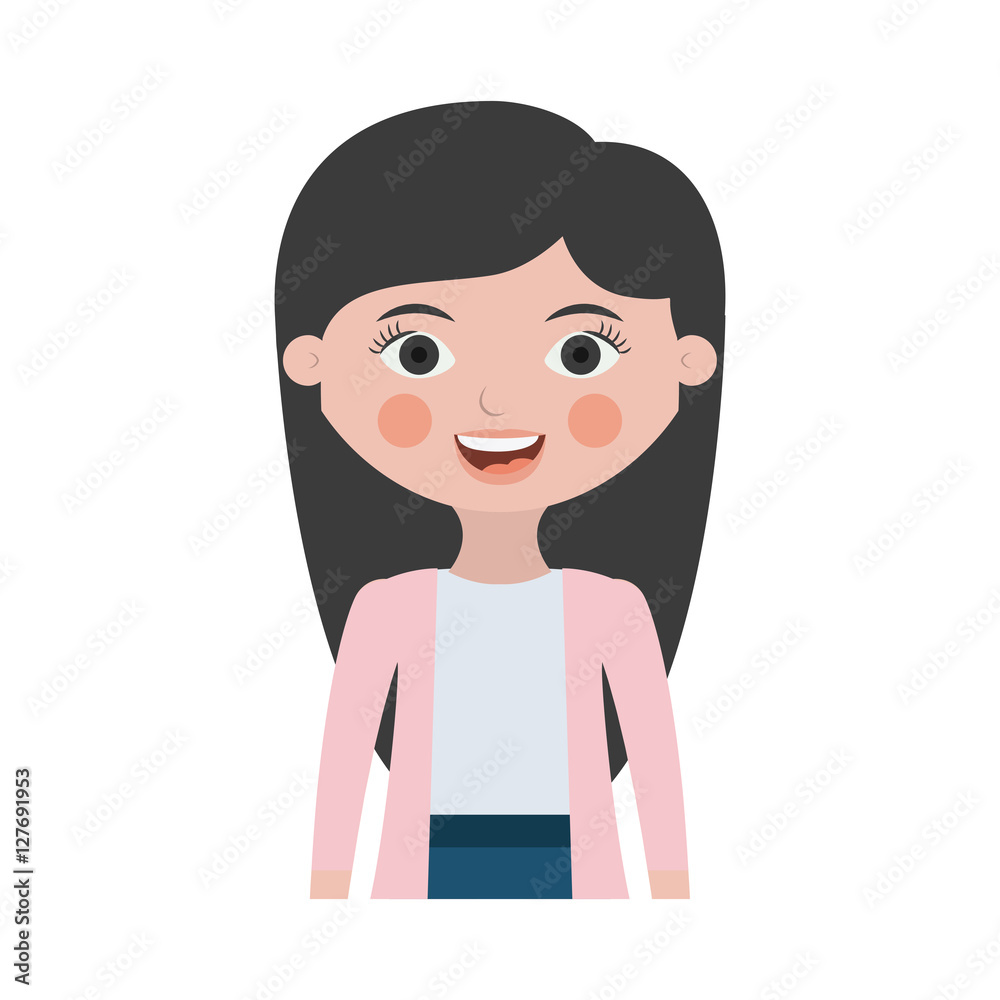 half body woman smiling with jacket vector illustration Stock Vector ...
