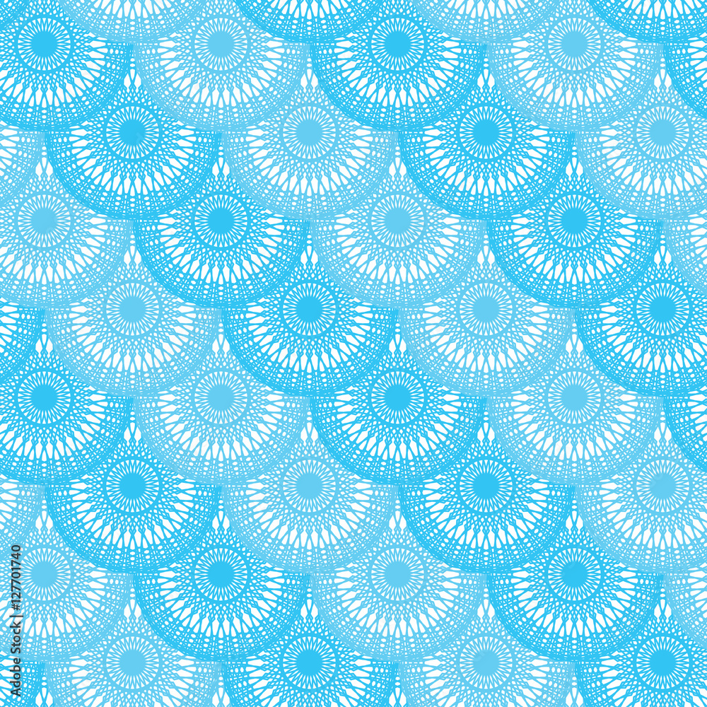 Seamless abstract blue guilloche ornament on white background. Elegant ...