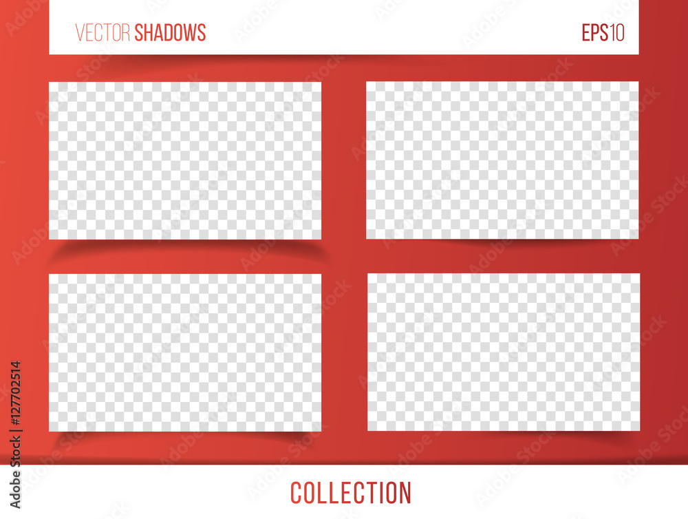 Realistic vector shadow with transparent background, set of transparent ...