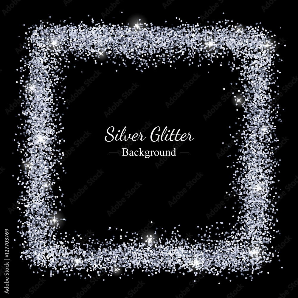 Silver sparkles frame. Vector Stock Vector | Adobe Stock