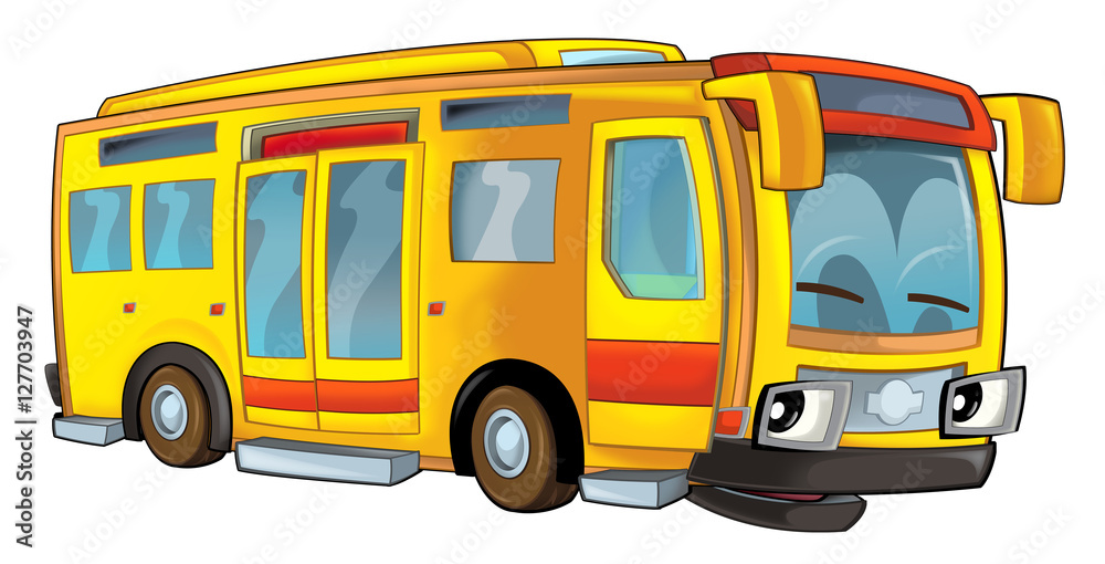 Cartoon happy and funny cartoon bus - illustration for children Stock ...