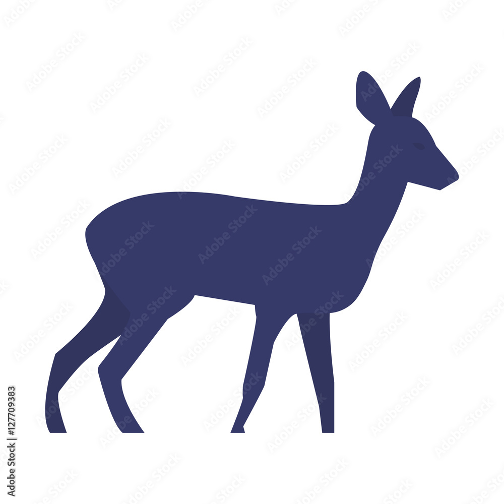 Standing deer silhouette on white background. Vector illustration Stock ...