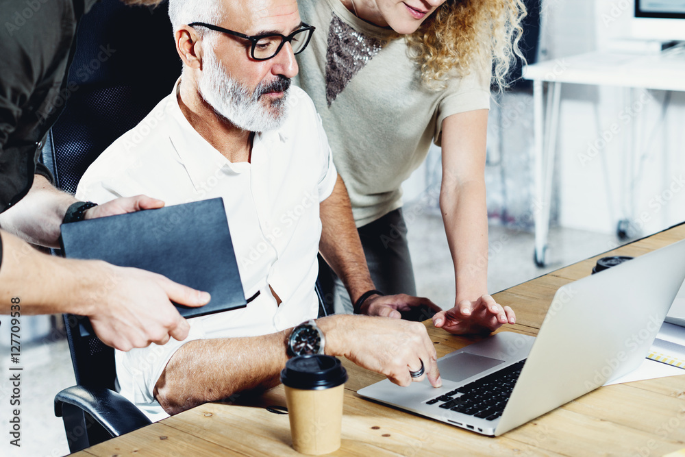 Concept of presentation new business project.Close up view adult ...