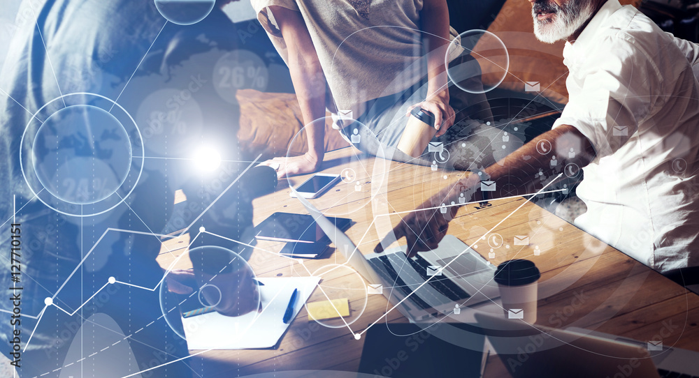 Concept of digital screen ,virtual connection icon,diagram, graph ...