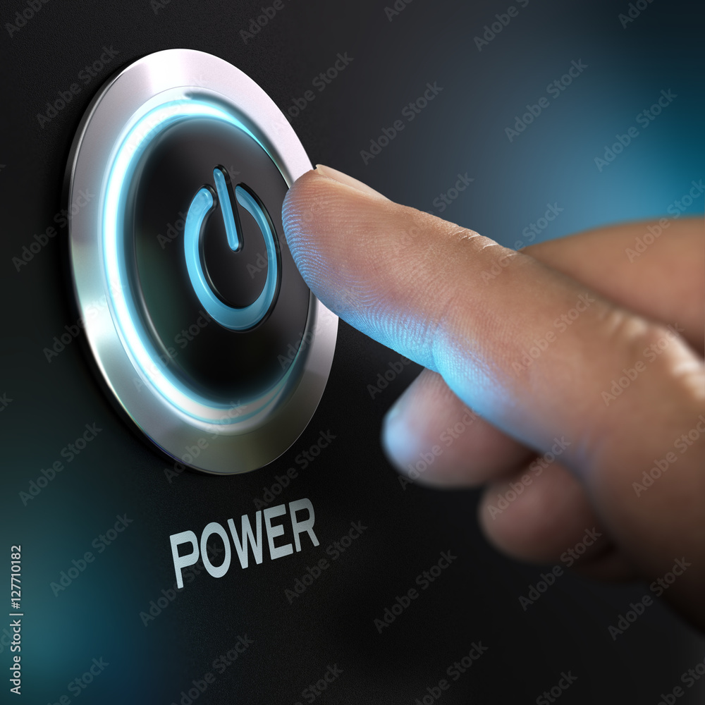 Finger Pressing Power Button on a Computer Stock-Foto | Adobe Stock Finger Pressing Power Button on a Computer Stock-Foto | Adobe Stock