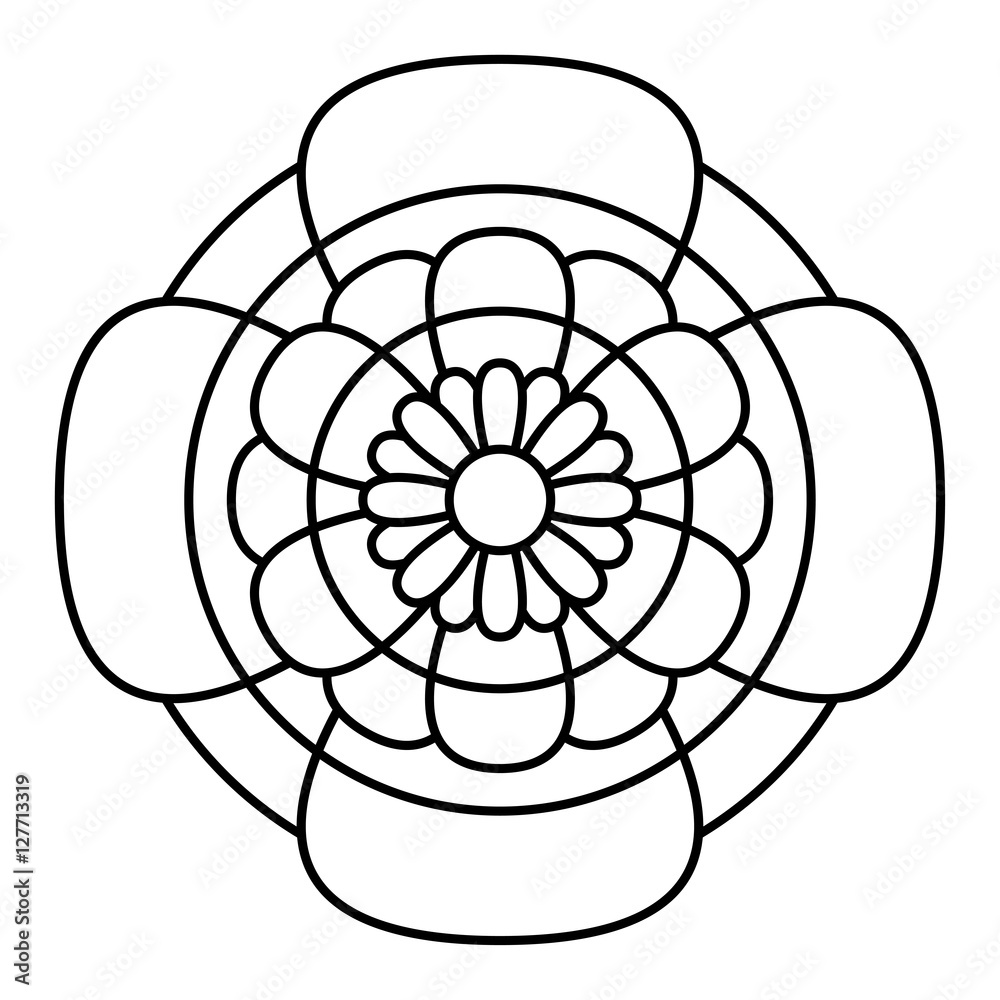 Simple mandala flower design for coloring book pages. Doodle floral ...
