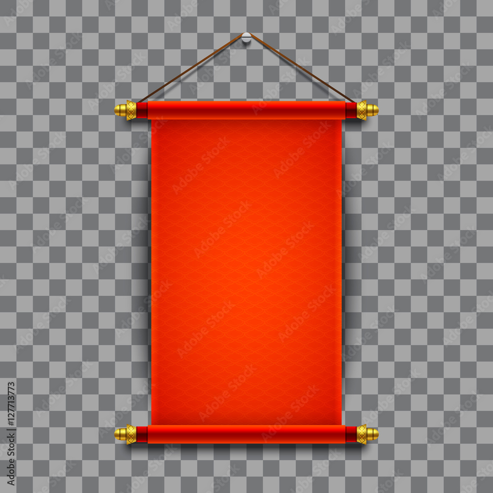 3d realistic chinese scroll illustration on transparent background ...