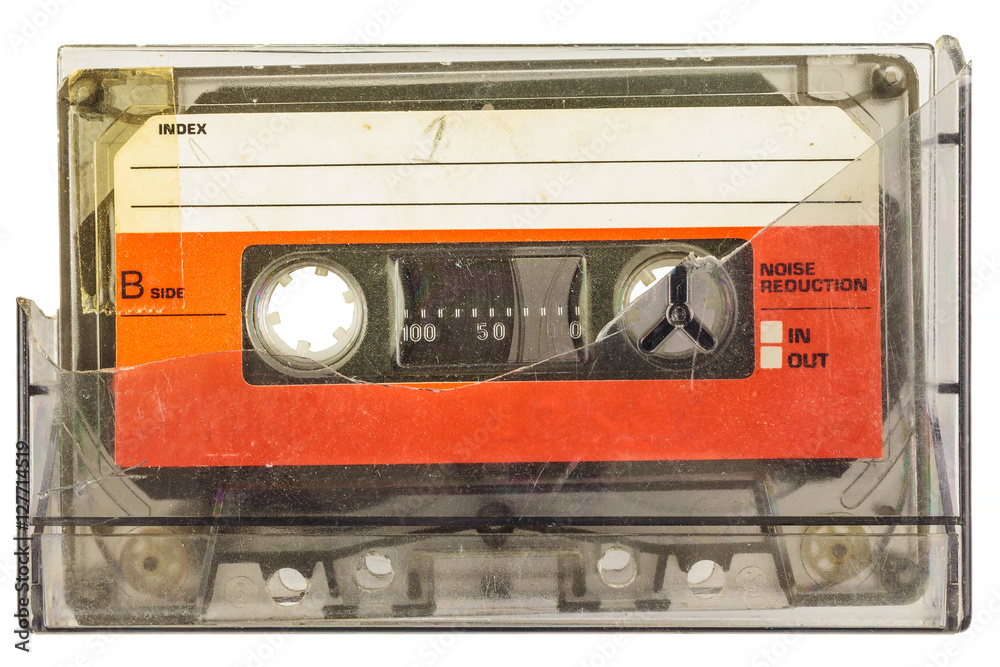 Vintage audio compact cassette isolated on white Stock Photo | Adobe Stock