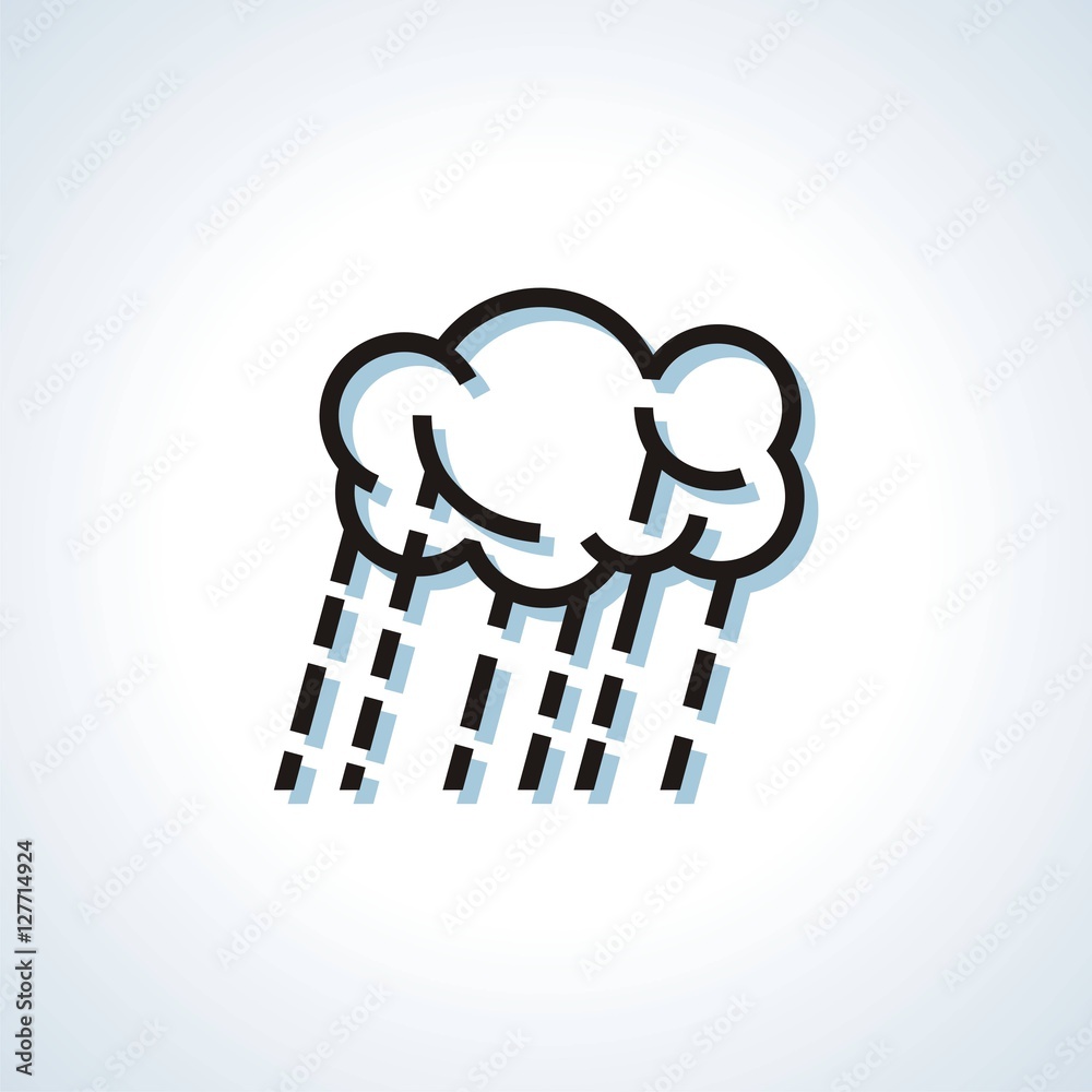 weather forecast icon with cloud and rain. Modern Icon for company ...