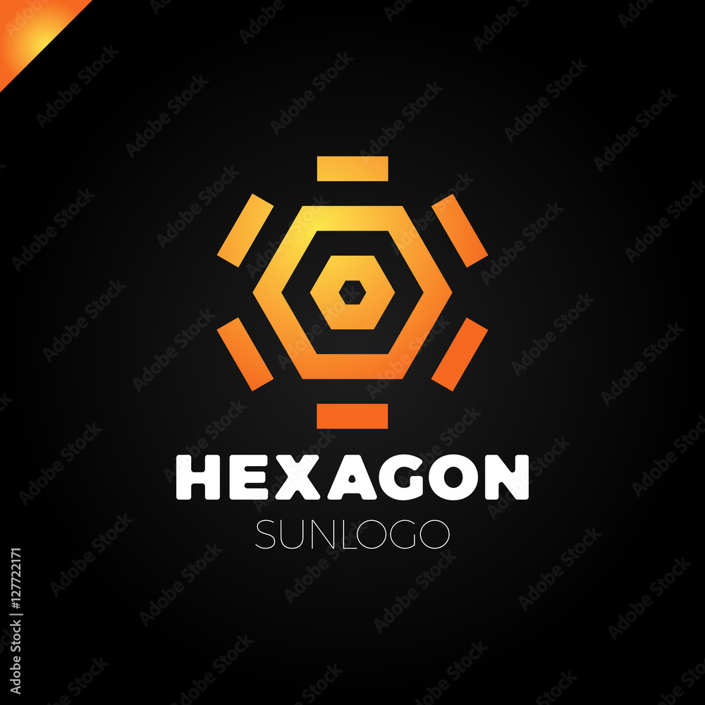 Sun light rays hexagon shape logo logotype vector icon Stock Vector ...