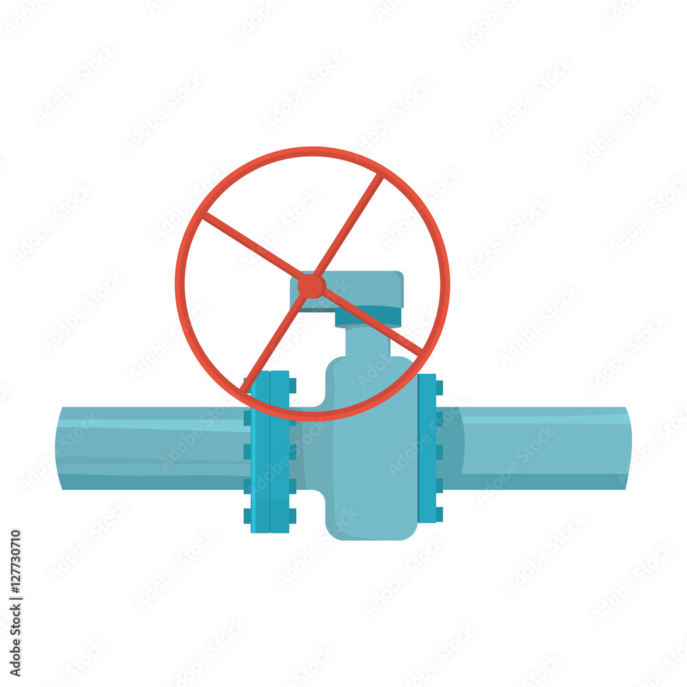 Oil pipe with valve icon in cartoon style isolated on white background ...