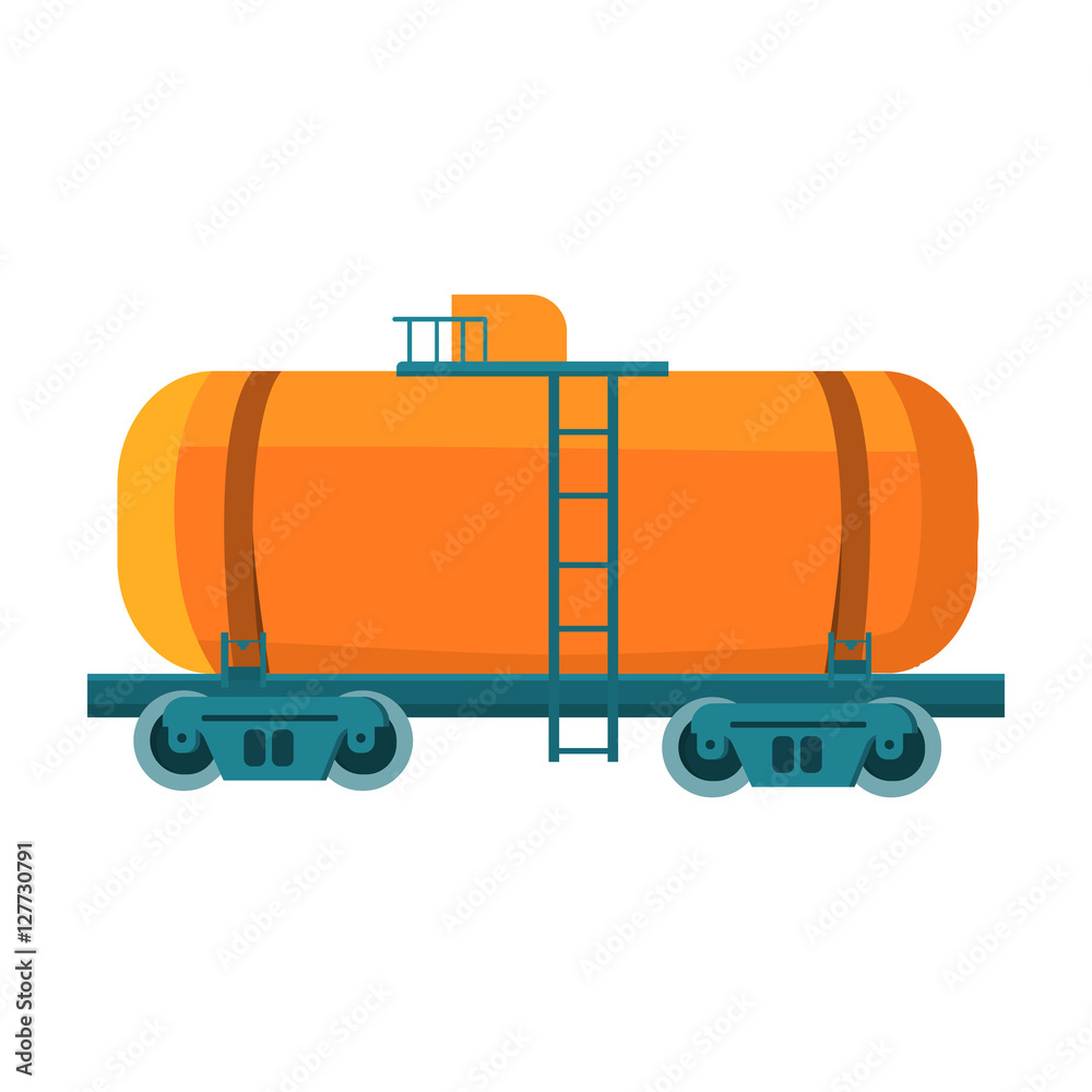 Oil tank car icon in cartoon style isolated on white background. Oil ...