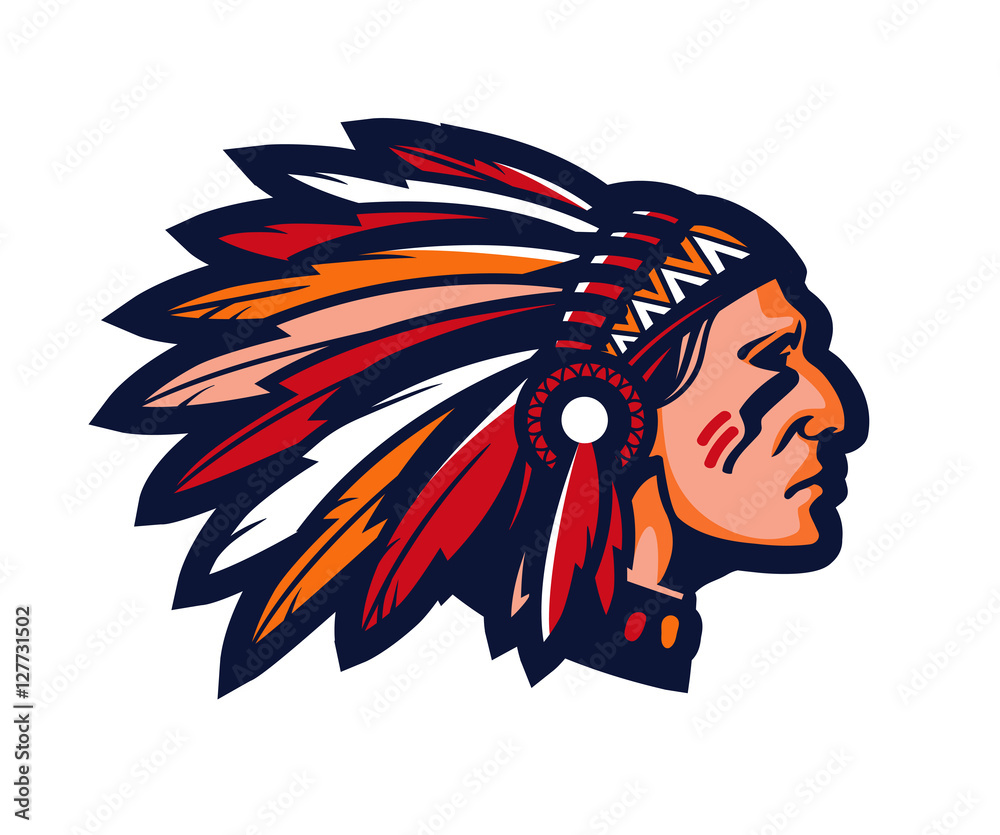 Indian chief. Logo or icon. Vector mascot Stock Vector | Adobe Stock