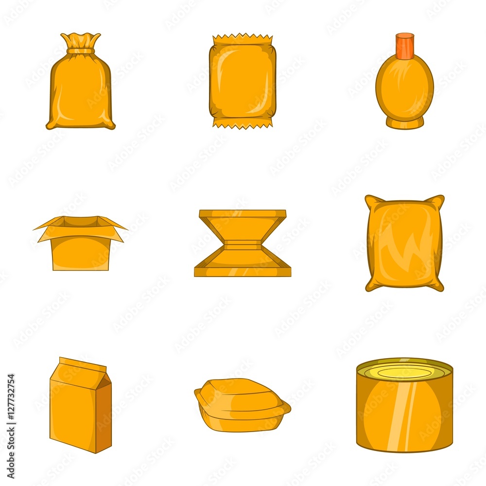 Packing icons set. Cartoon illustration of 9 packing vector icons for ...