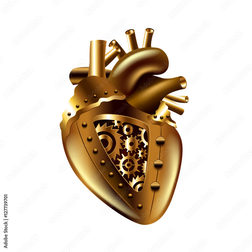 Steampunk human heart isolated vector Stock Vector | Adobe Stock