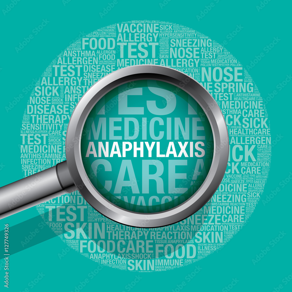 Anaphylaxis concept with magnifying glass vector illustration Stock ...