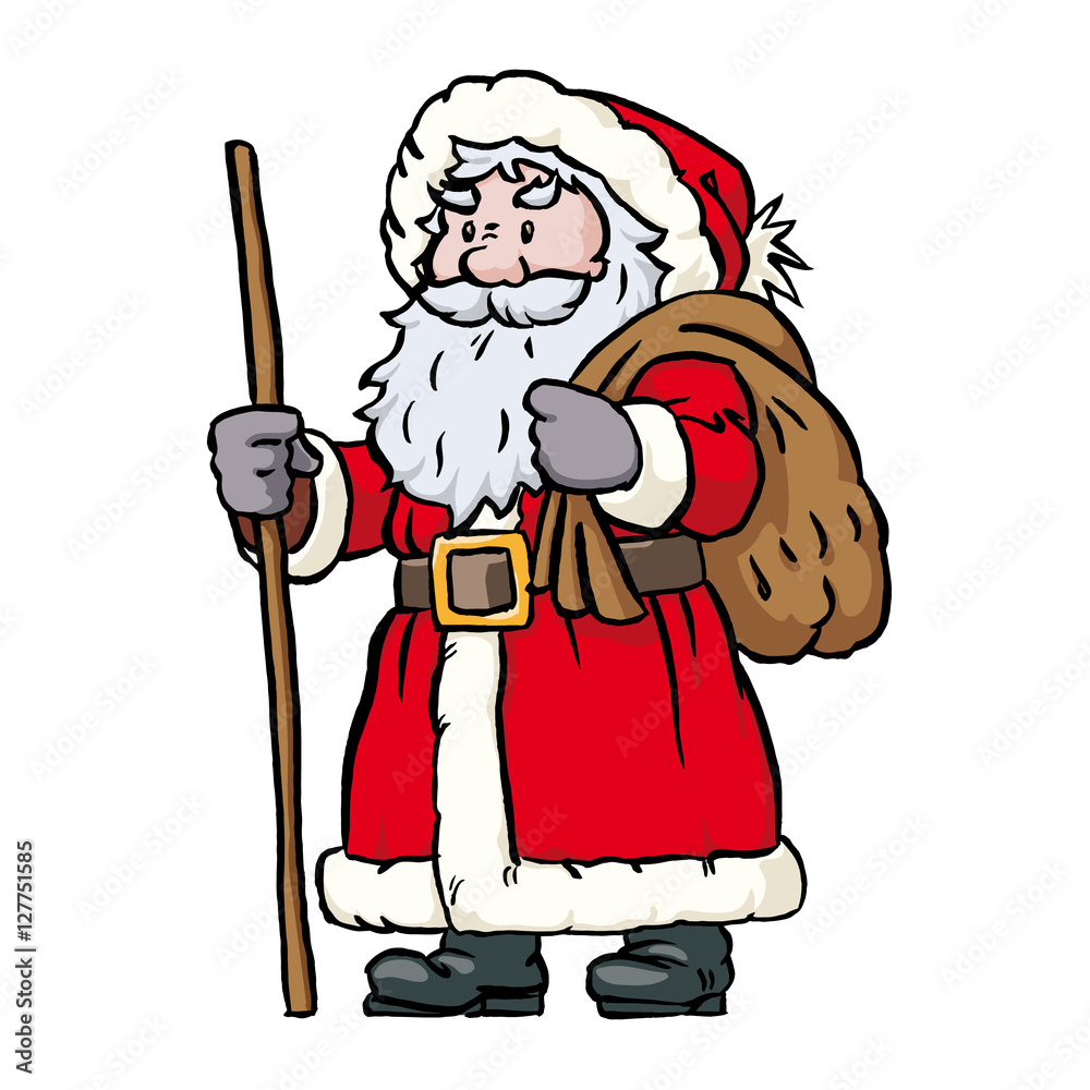 Vecteur Stock Sankt Nikolaus mit Sack und Stock | Adobe Stock