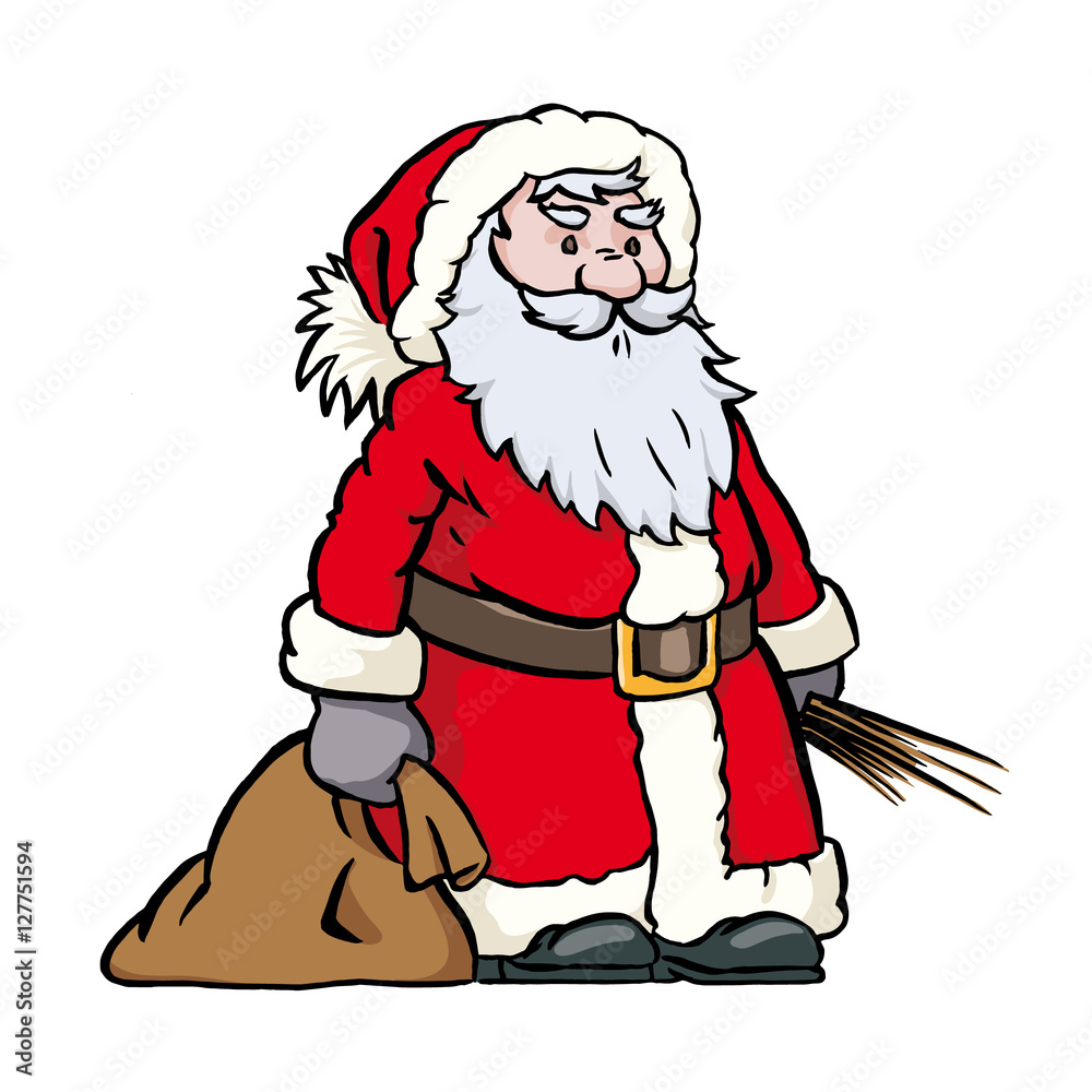 Sankt Nikolaus mit Sack und Rute Stock-Vektorgrafik | Adobe Stock