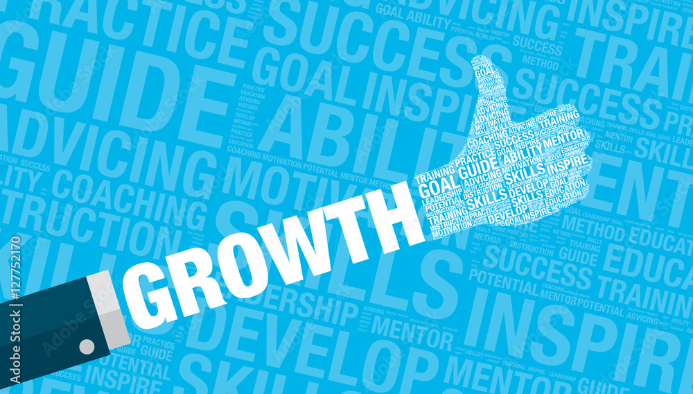 Growth concept with thumbs up vector illustration Stock Vector | Adobe ...