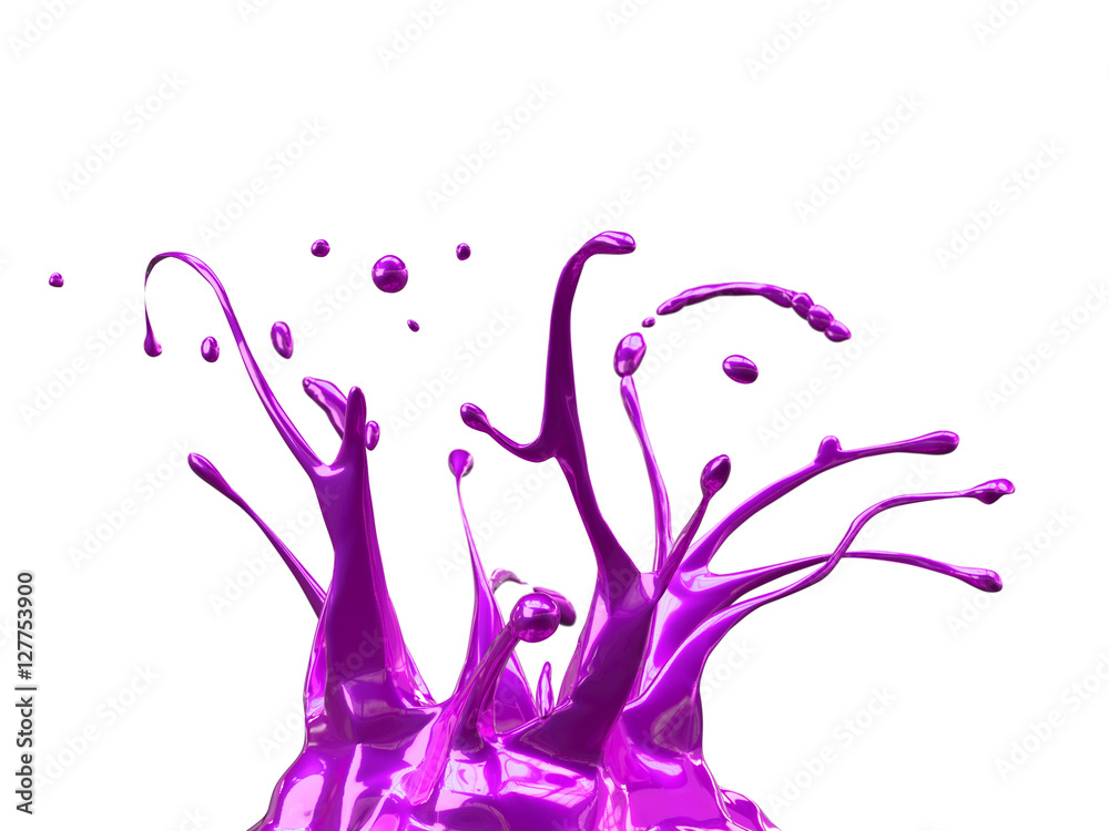 Purple car paint splash mirrored on white background Stock Illustration ...