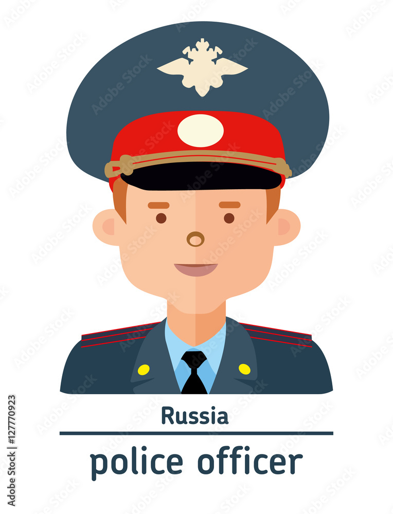 Avatar Russia police officer on white background. Flat design. Avatar ...
