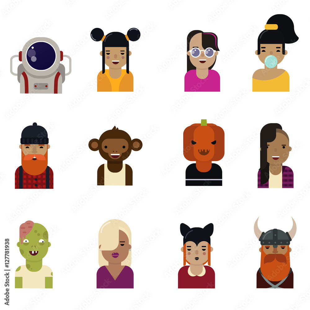 Flat avatars set. Stock Vector | Adobe Stock