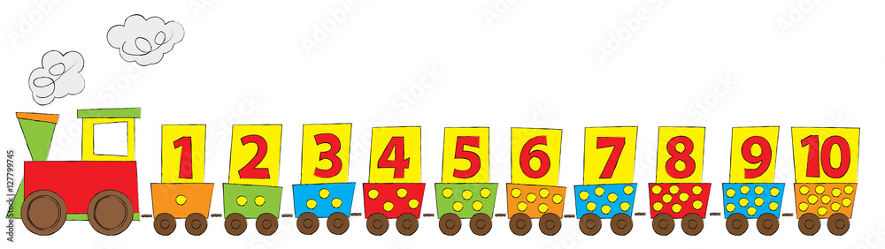 educational math train with numbers / vectors illustration for children ...