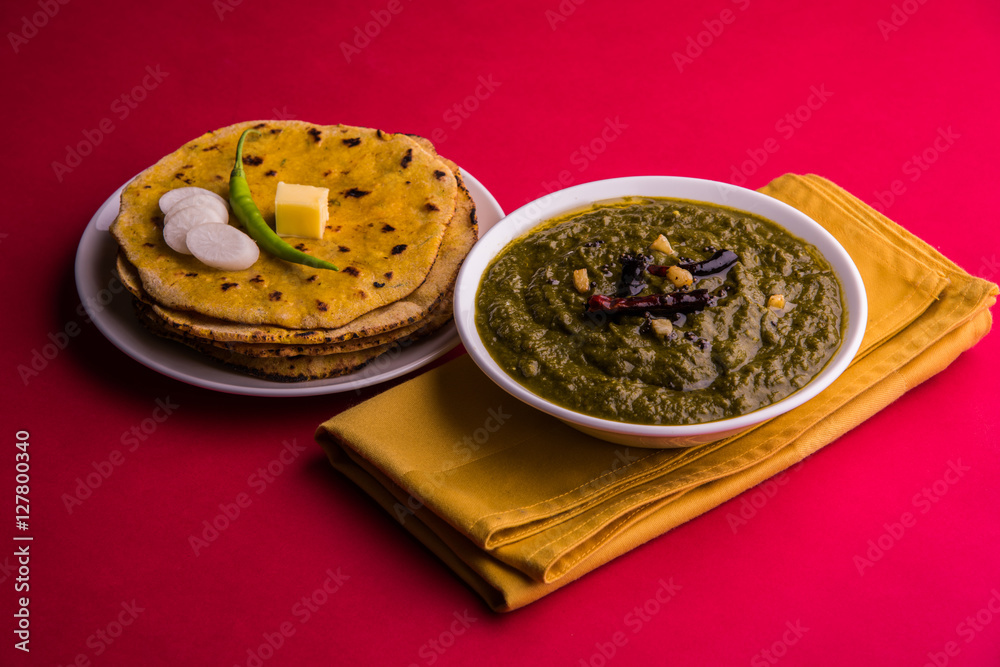 makki di roti and sarson ka saag, famous north indian food Stock Photo ...