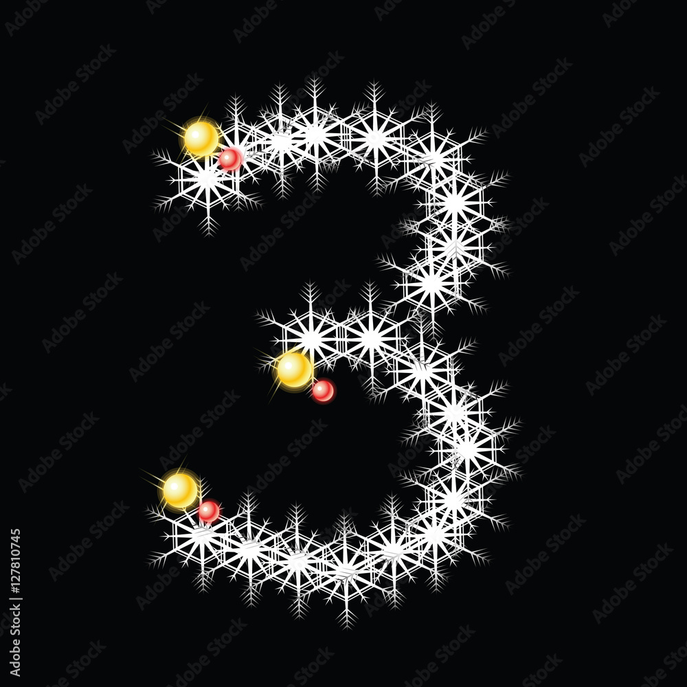 Abstract star Number alphabet character on the black background. Vector ...