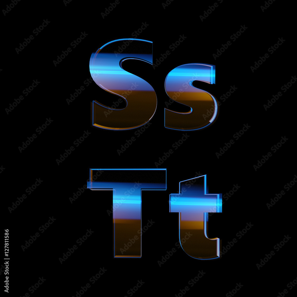 Shiny Chrome Alphabet in 80s Retro Futurism style. Glossy font on black ...