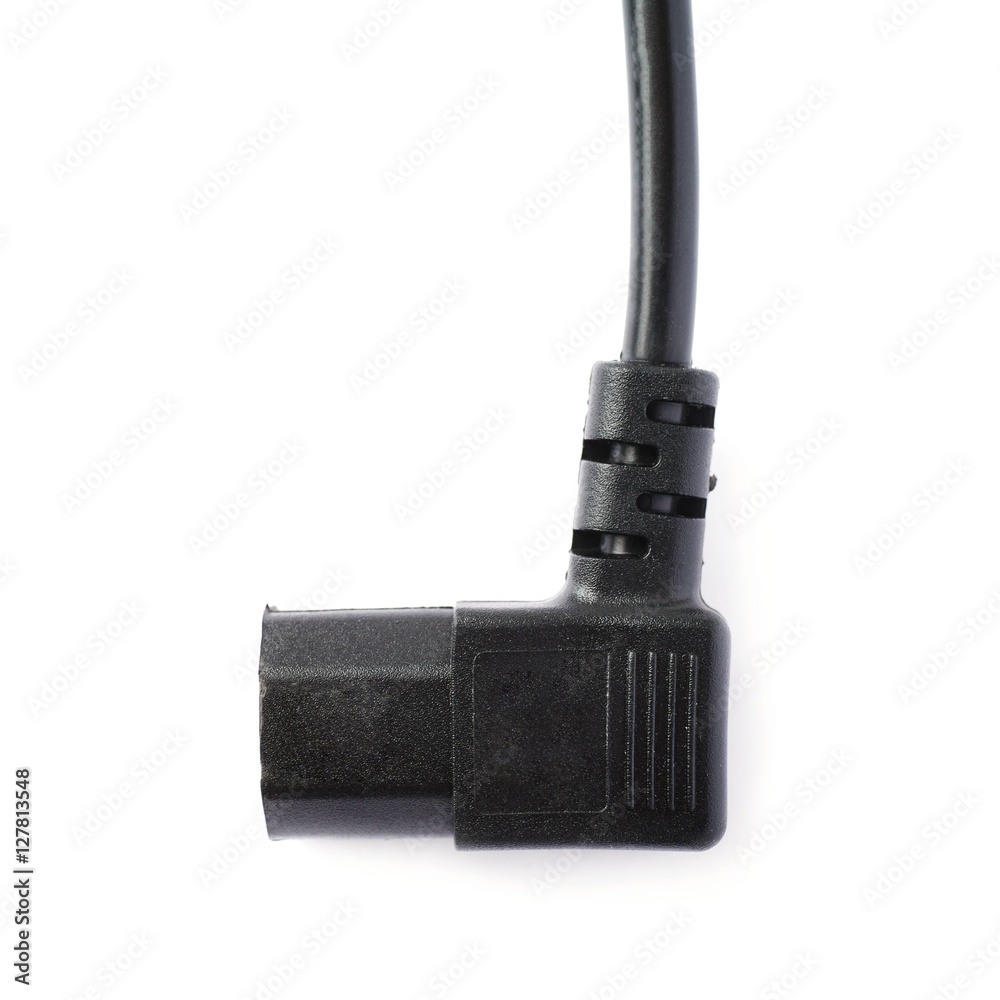 Black electric computer cable isolated over white background Stock ...