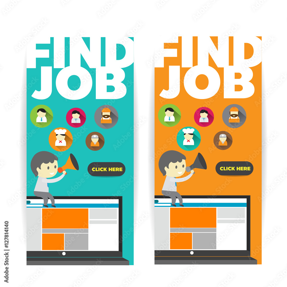 find job banner set Stock Vector | Adobe Stock