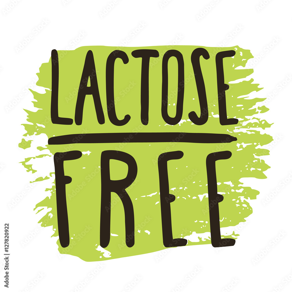 Lactose free hand drawn label isolated vector illustration. Healthy ...
