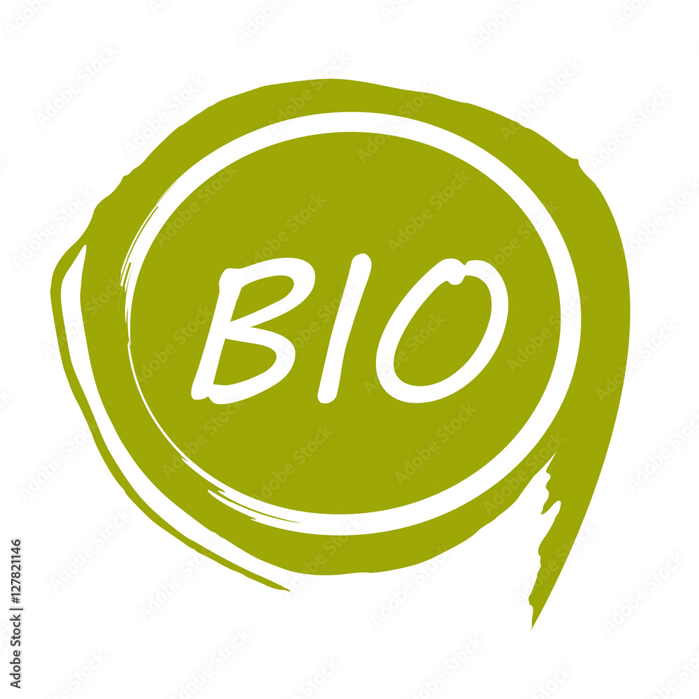 Bio product hand drawn label isolated vector illustration. Healthy and ...